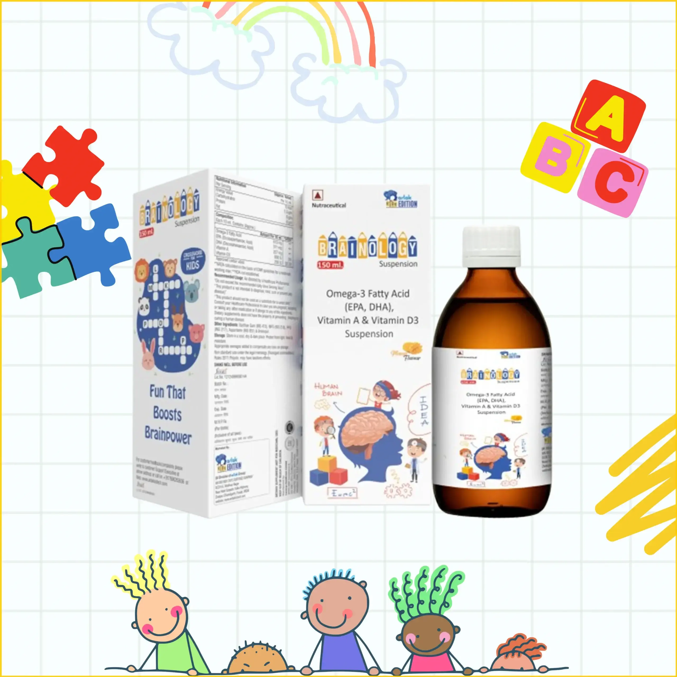 BRAINOLOGY SUSPENSION – Omega-3 Fatty Acid (EPA, DHA), Vitamin A ...